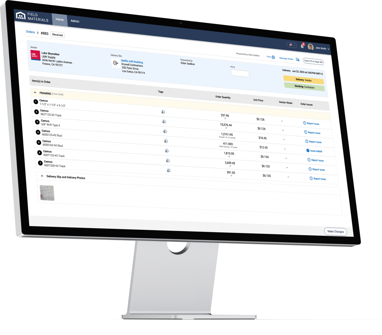 Field Materials: Orders Module